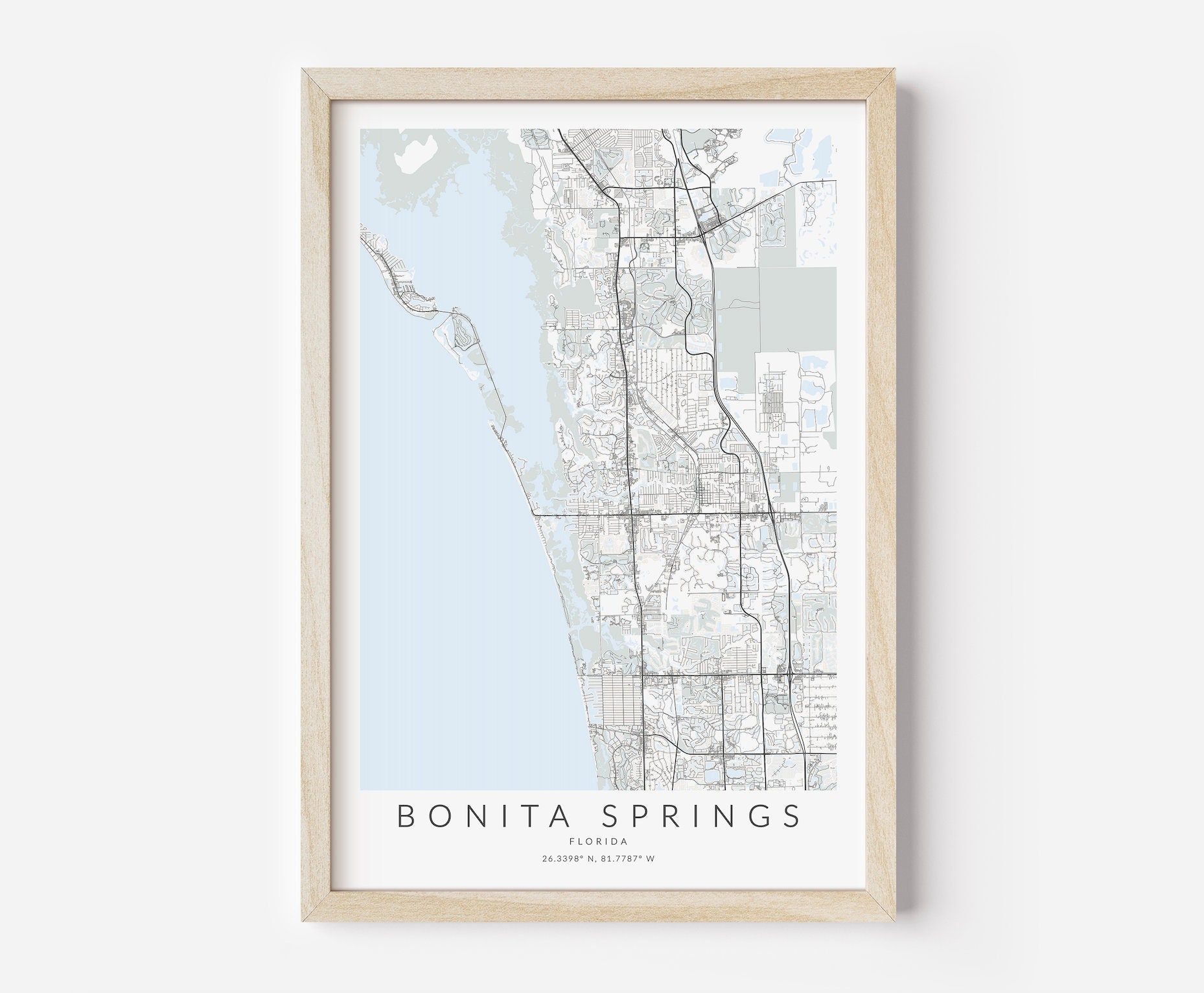 Bonita Springs Map Print, Florida Map Print, Bonita Springs Poster ...