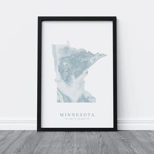 Minnesota Map Print, Map of Minnesota, Minnesota State Home Gift ...