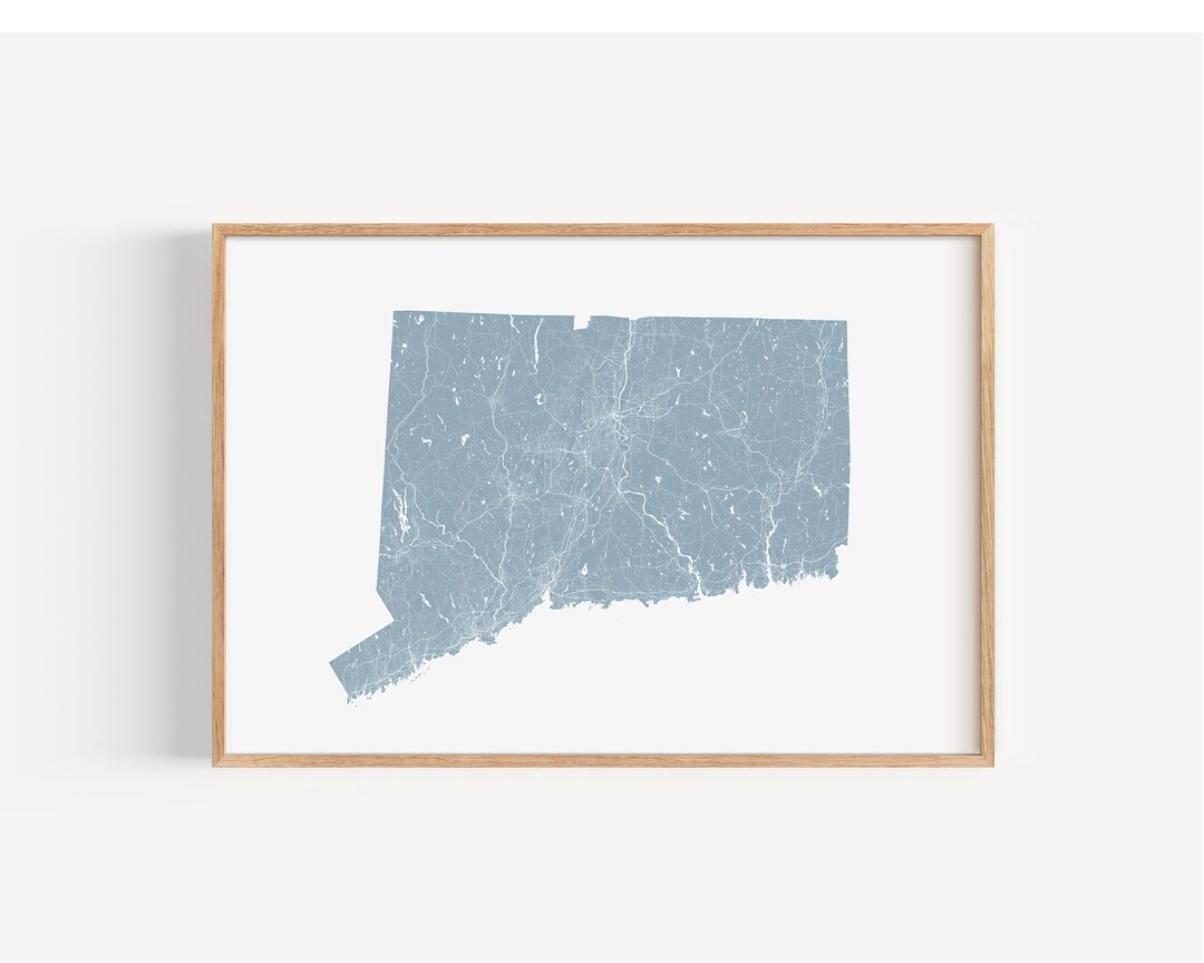 Connecticut Map Print, Connecticut Poster, Connecticut State Map Decor ...