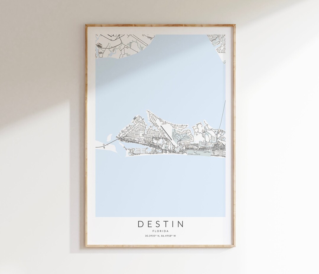 Destin Florida Map Print, Map of Destin, Destin Florida Poster, Florida ...
