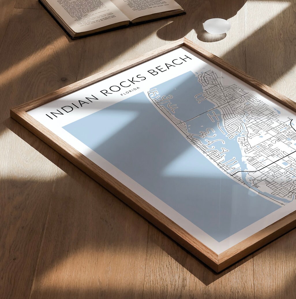 Indian Rocks Beach Map Print, Florida Map Print, Indian Rocks Beach ...