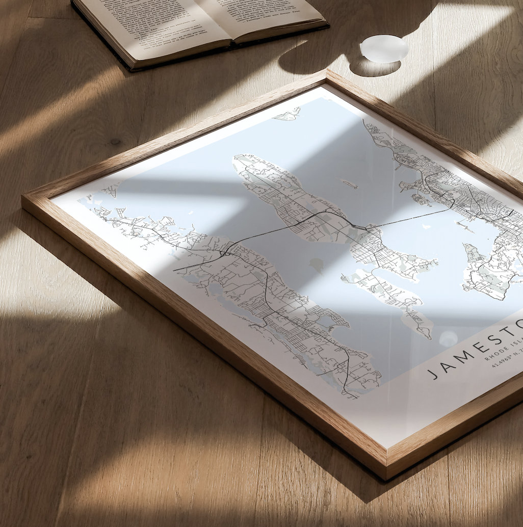 Jamestown Rhode Island Map Print, Jamestown RI Poster, Rhode Island ...