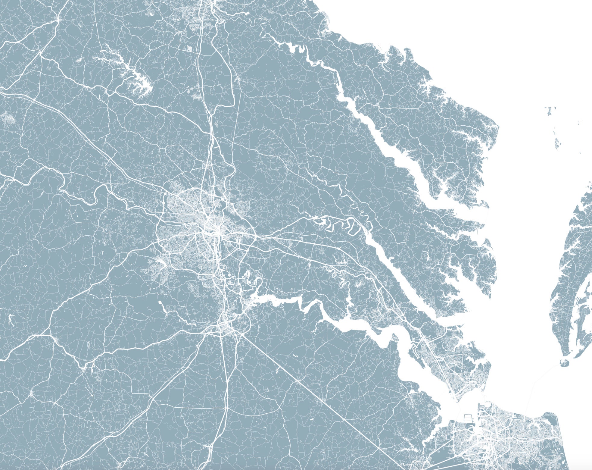 Virginia Map Print, Virginia Poster, Virginia Gift, Virginia Wall Art ...