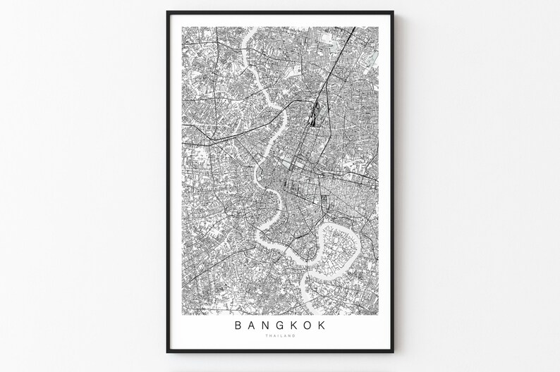 Bangkok Map Print, Map of Bangkok, Bangkok Wall Art, Thailand Map ...