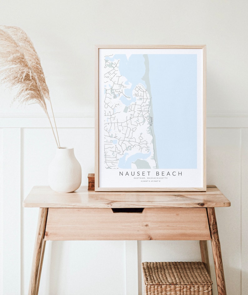 Nauset Beach Map Print, Cape Cod Map Print, Eastham Massachusetts Map ...