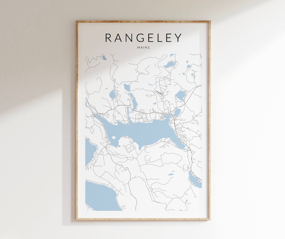 Rangeley Maine Map Print, Map of Rangeley, Rangeley Lake Maine Map ...