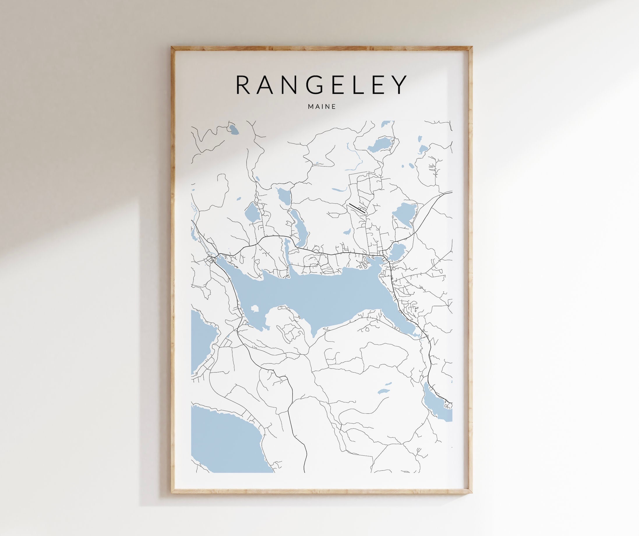 Rangeley Maine Map Print, Map of Rangeley, Rangeley Lake Maine Map ...