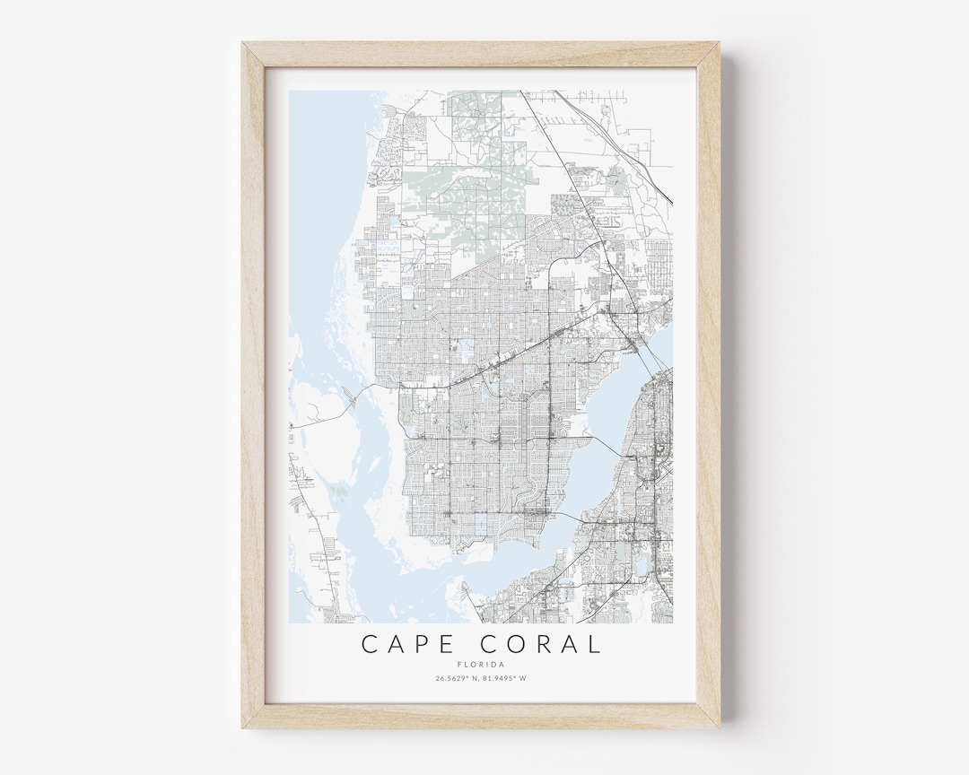 Cape Coral Map Print, Map of Cape Coral, Cape Coral Florida Poster ...