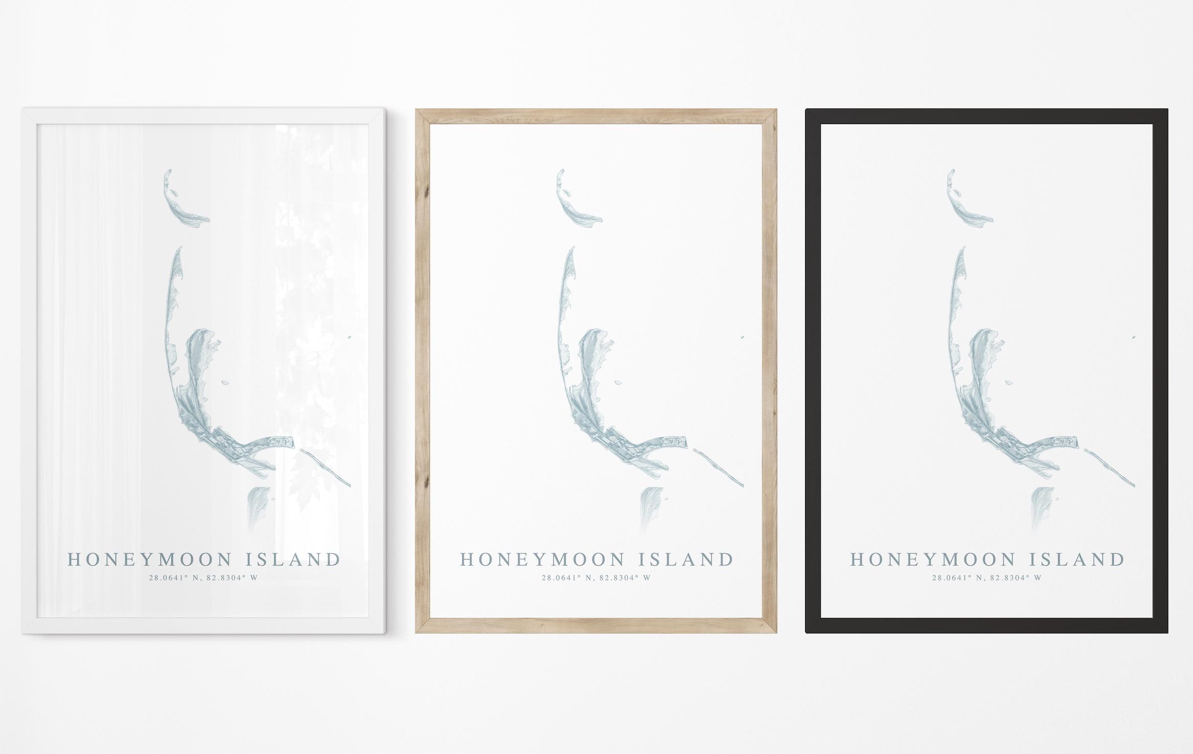 Honeymoon Island Florida Map Print, Map of Dunedin Florida, Florida ...