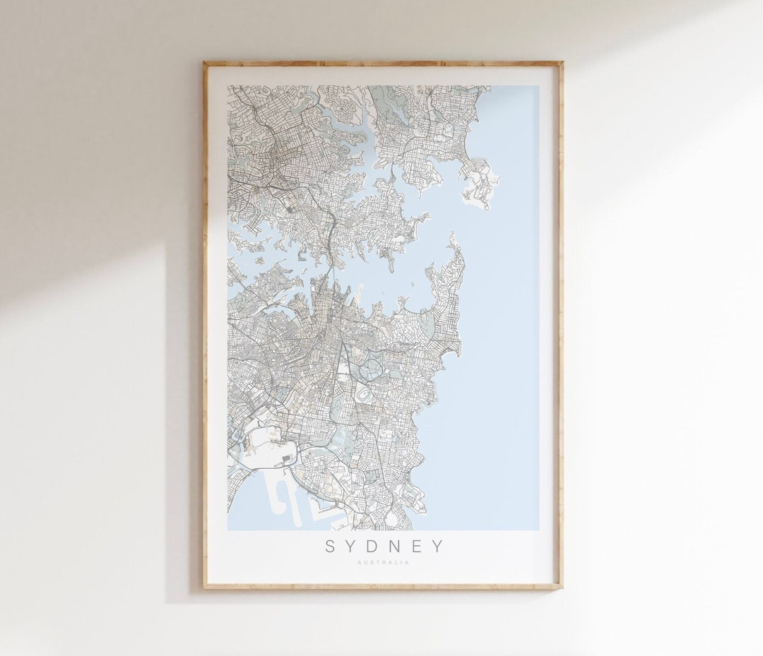 Sydney Map Print Poster, Sydney Australia Map Print, Australia Map ...