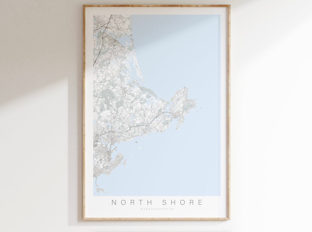 Massachusetts Coastal Map Print, North Shore MA Map Print, Gloucester ...