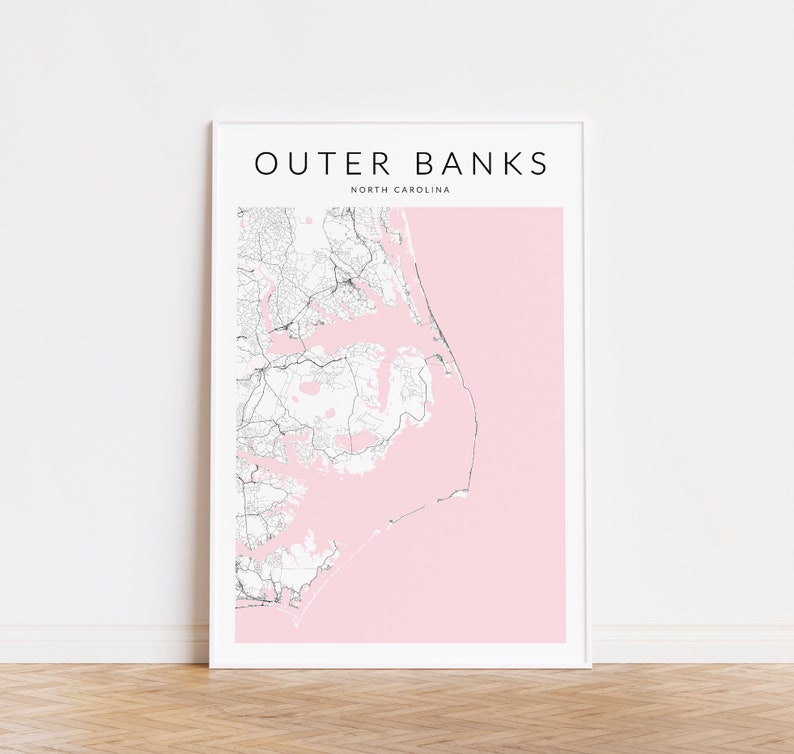 Outer Banks Poster Outer Banks Art Minimalist Map North - Etsy