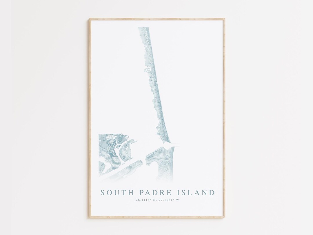 South Padre Island Texas Map Print, South Padre Island Poster, Texas ...