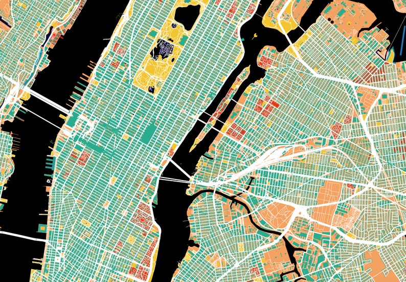 New York City Map Print, Retro NYC Poster, Retro Wall Decor, NYC Wall ...