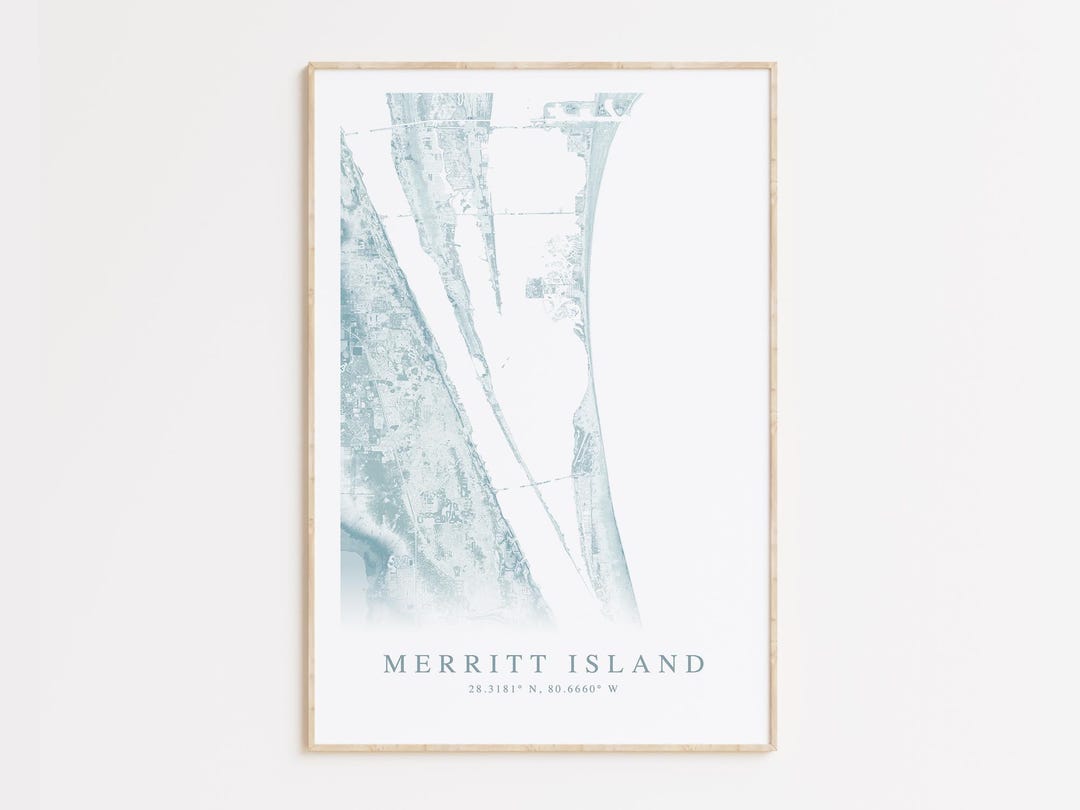 Merritt Island Map Print, Map of Merritt Island Florida, Florida Beach ...