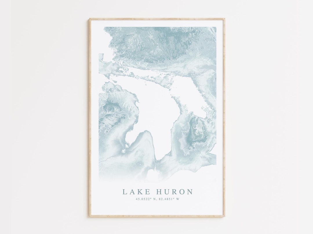 Lake Huron Map Print, Map of Lake Huron, Great Lakes Map, Lake House ...