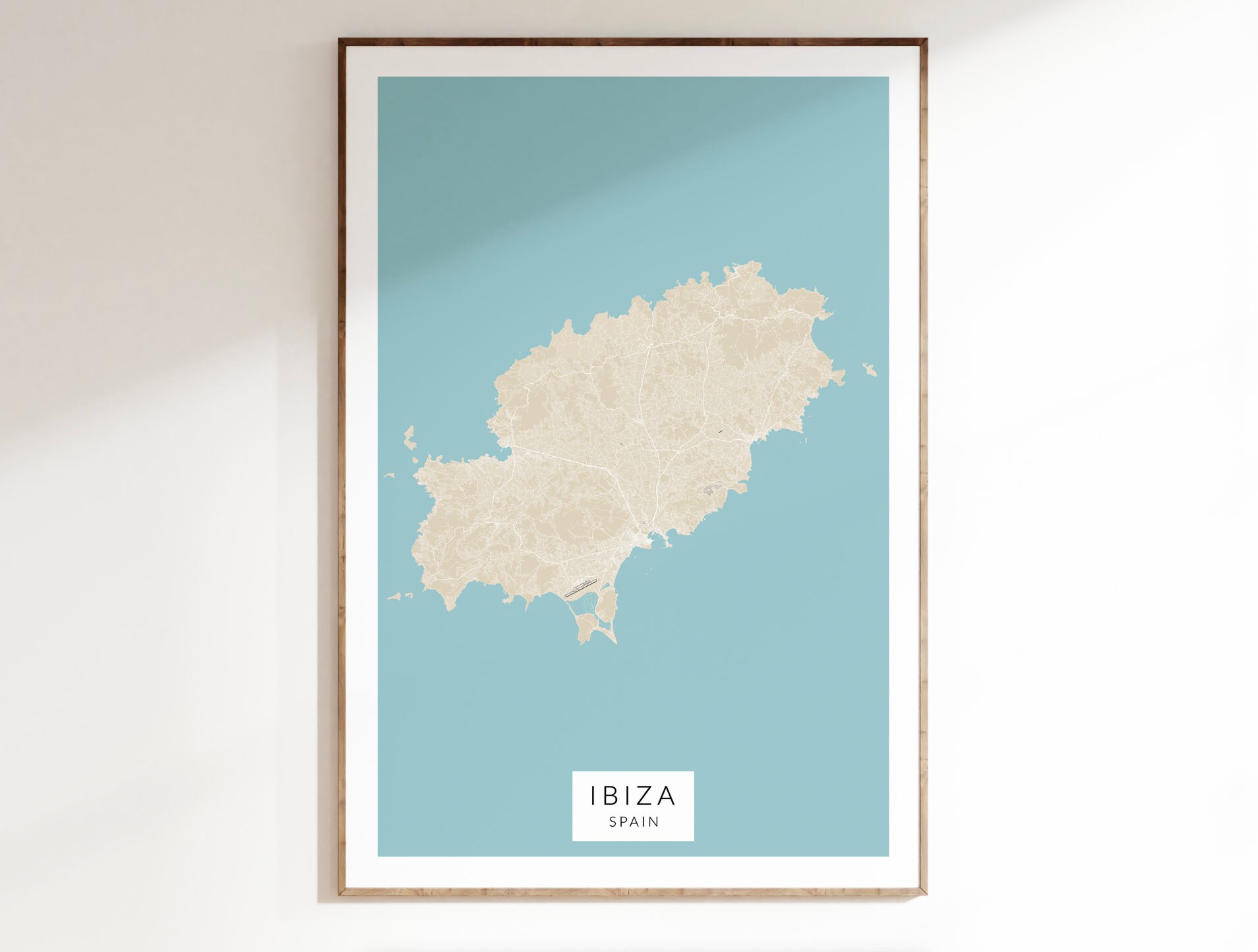 Impresión de mapa de Ibiza, mapa de Ibiza, arte de pared de España, cartel de mapa de Ibiza ...
