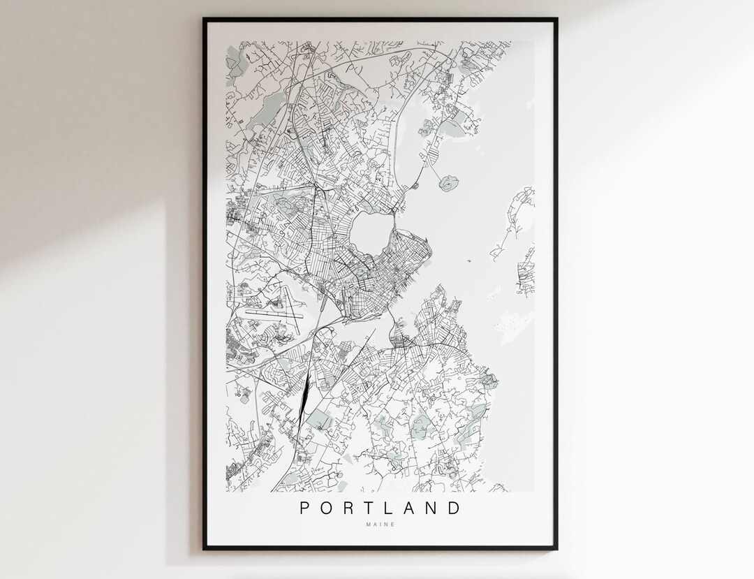 Portland Maine Map Print, Map of Portland, Maine Wall Art, Portland Map ...
