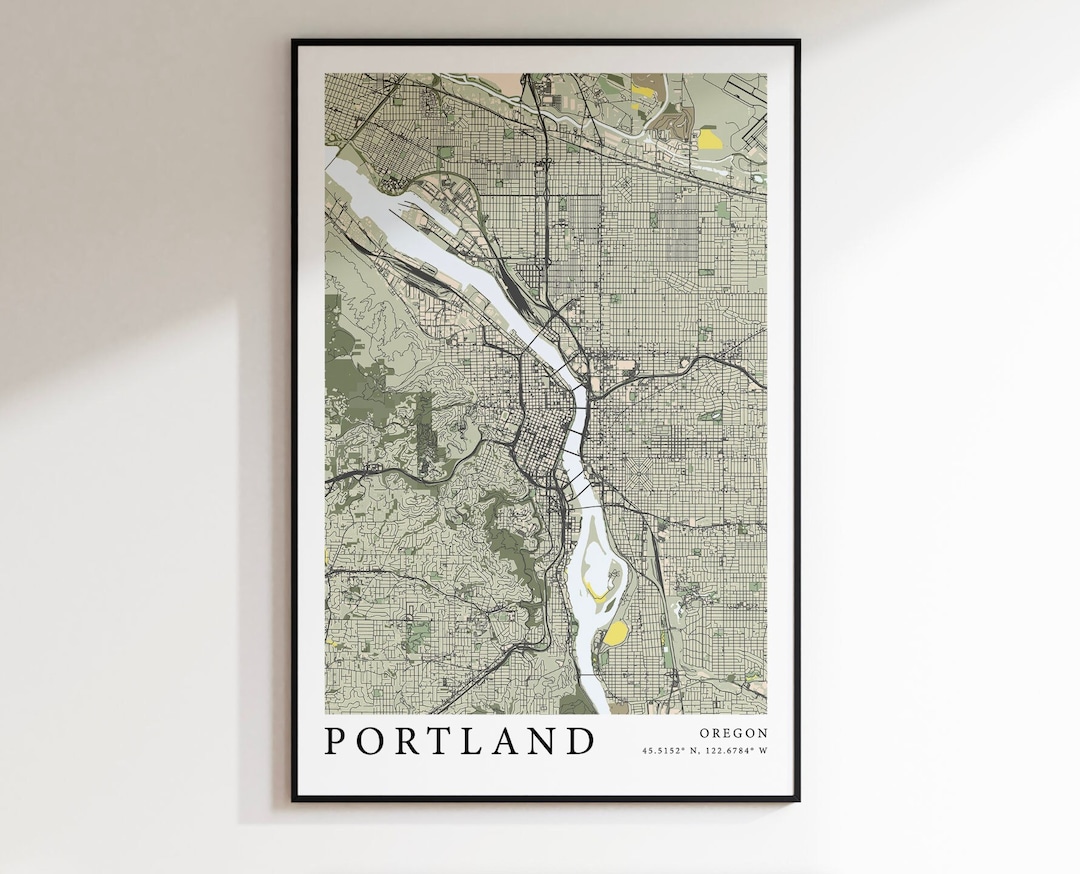 Portland Map Print, Portland Oregon Poster, Portland Oregon Wall Decor ...