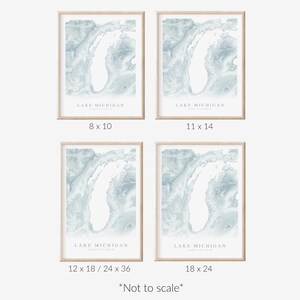 Lake Michigan Map Print, Map of Lake Michigan, Great Lakes Map, Lake ...