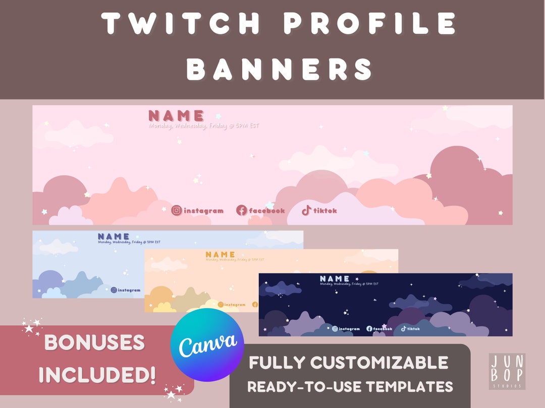 Cozy Clouds With Stars TWITCH Profile Banner Template CUSTOMIZABLE 4 ...