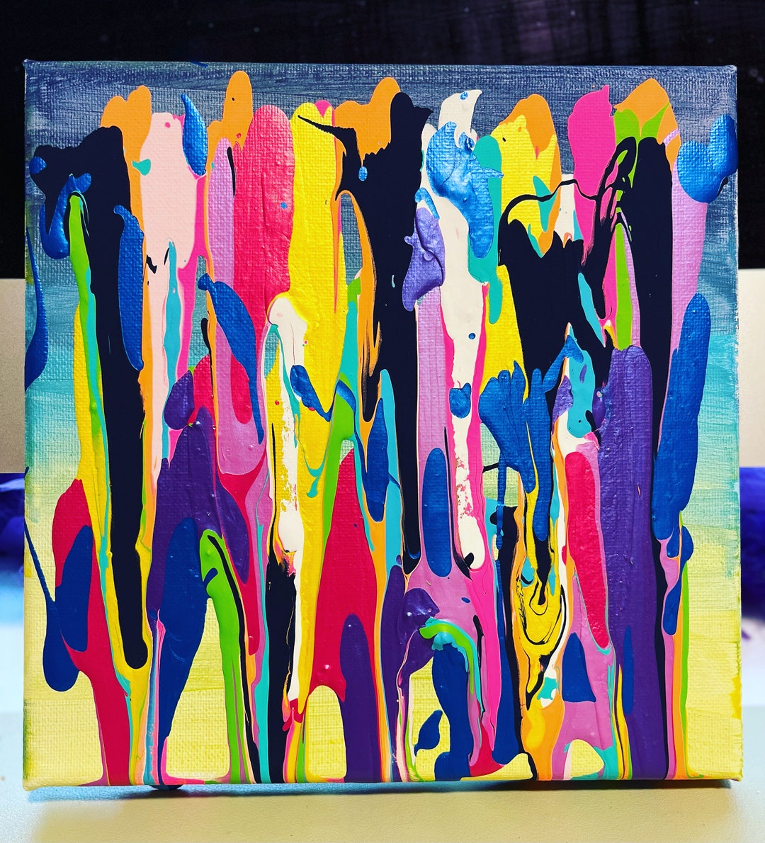 Custom Vibrant Colorful Acrylic Trippy Psychedelic Drip Painting - Etsy