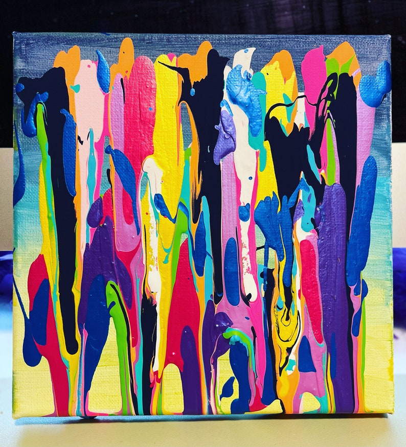 Custom Vibrant Colorful Acrylic Trippy Psychedelic Drip Painting - Etsy