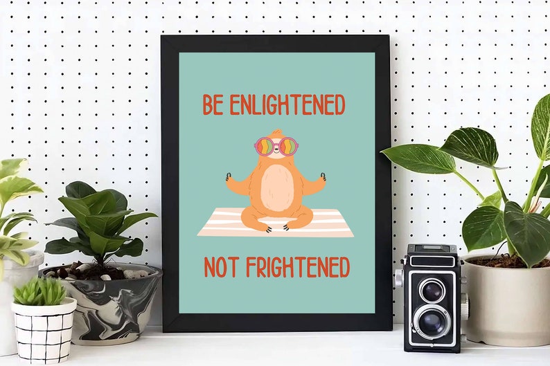 Sloths Enlightened Animal Set of 6 Instant Download Poster Retro Groovy ...