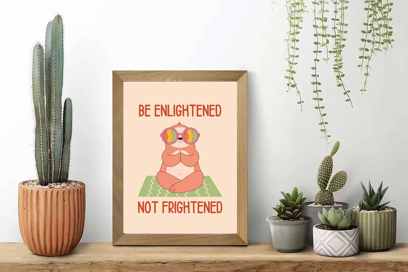 Sloths Enlightened Animal Set of 6 Instant Download Poster Retro Groovy ...