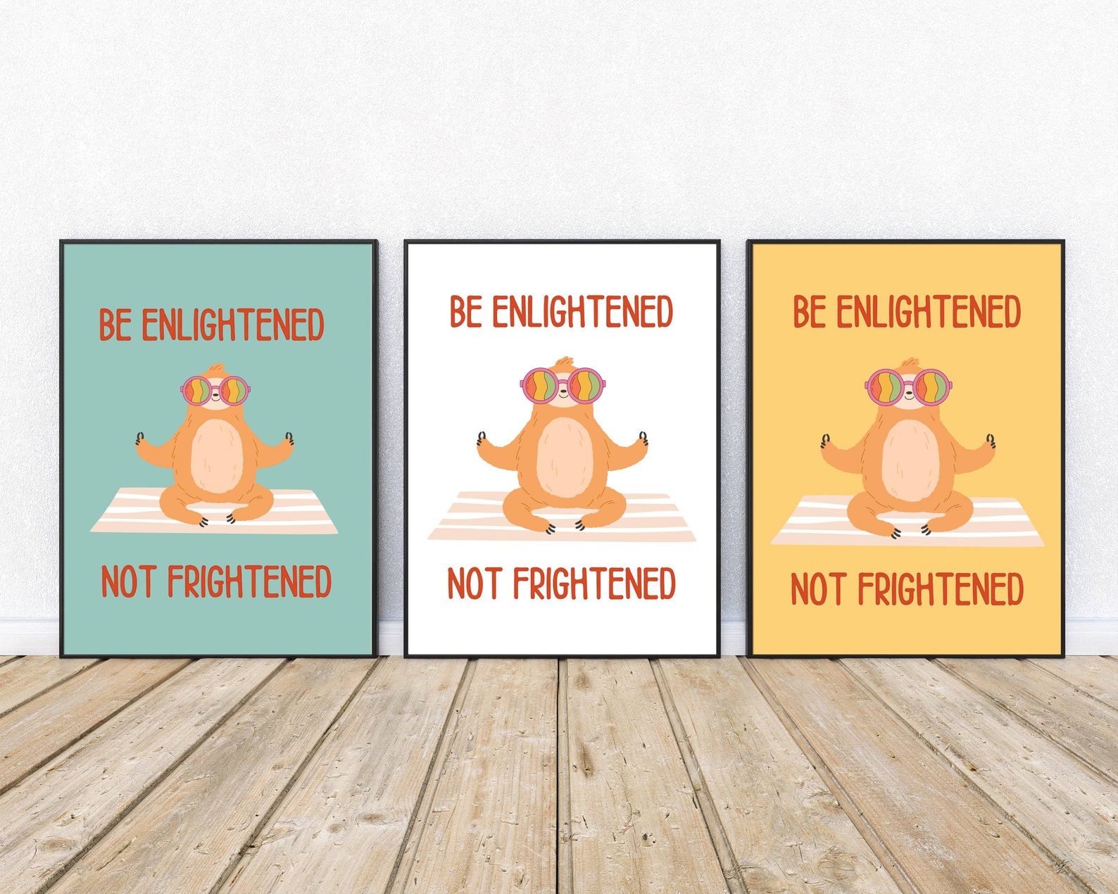 Sloths Enlightened Animal Set of 6 Instant Download Poster Retro Groovy ...