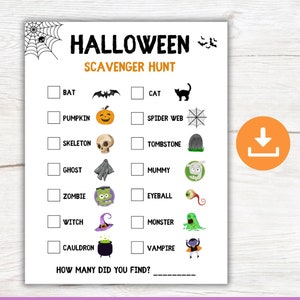 Halloween Scavenger Hunt Printable, Halloween Classroom Activity, Party ...