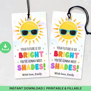 End of the Year Sunglasses Gift Tag, School is Out Sunglasses Sunshine ...