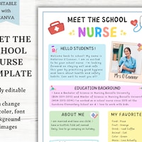 EDITABLE Meet the School Nurse Template, Meet Your Teacher Letter ...