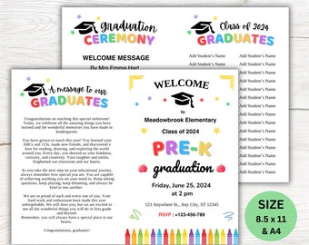 Preschool Graduation Ceremony Program Template Prek Pre-k, Elementary ...