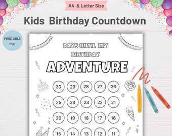 birthday countdown coloring pages