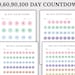 100, 60, 30 Day Countdown Printable Template, Countdown Calendar ...