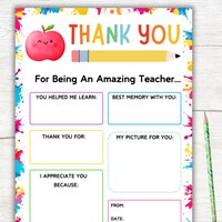 Teacher Appreciation Week Printable, Teacher Appreciation Gift, Thank ...