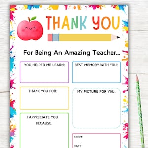 Teacher Appreciation Week Printable, Teacher Appreciation Gift, Thank ...