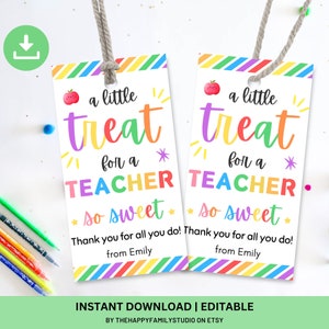 Printable Teacher Appreciation Gift Tag, Teacher Gifts Tag Label, Sweet ...