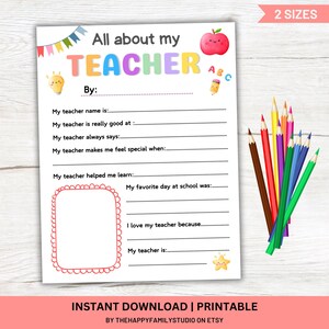 Printable Teacher Appreciation Week, All About My Teacher Letter ...
