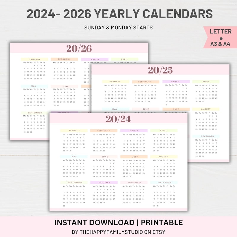 Yearly Calendar - Etsy