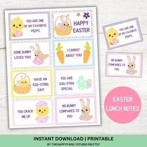 Easter Printable Lunchbox Notes for Kids, Spring Lunchbox Notes, Cute ...