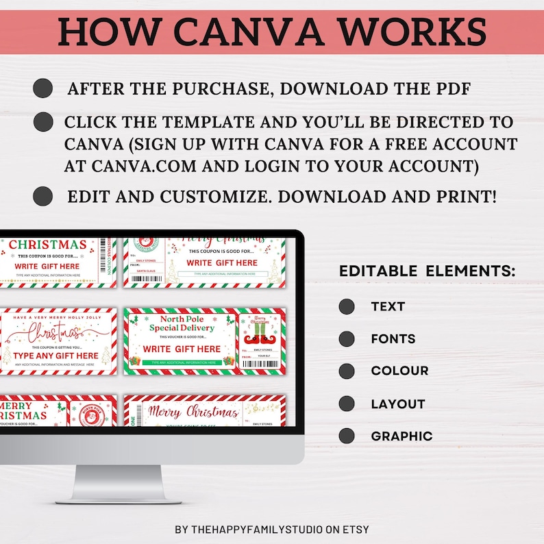 Editable Christmas Coupon Bundle, Christmas Gift Certificate, Custom ...