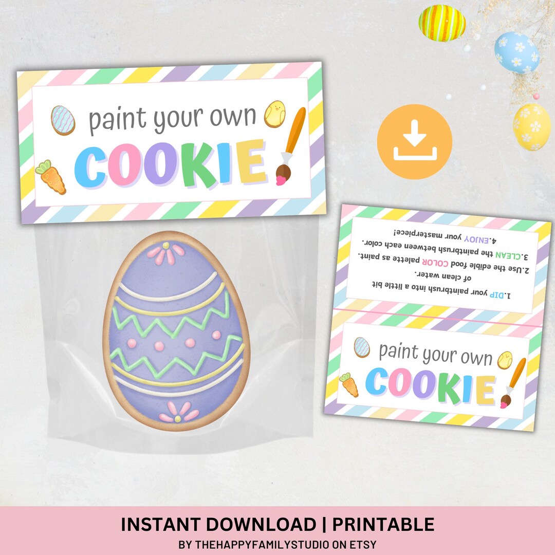 Easter Paint Your Own Cookie Bag Topper, Cookie Bag Topper Tag, DIY ...