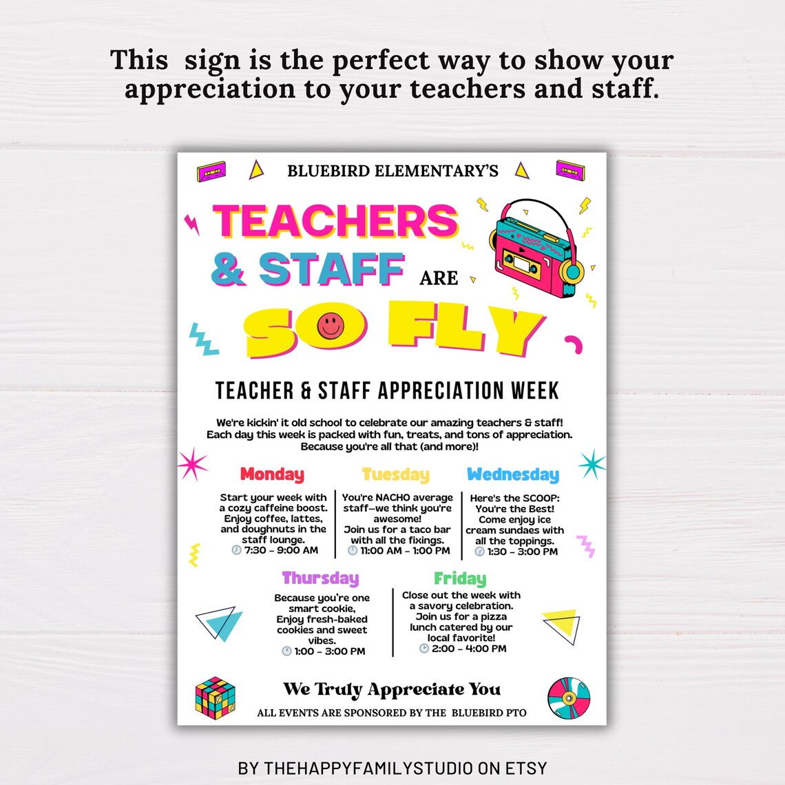 80s 90s Theme Teacher Appreciation Week Itinerary, Retro Old School ...