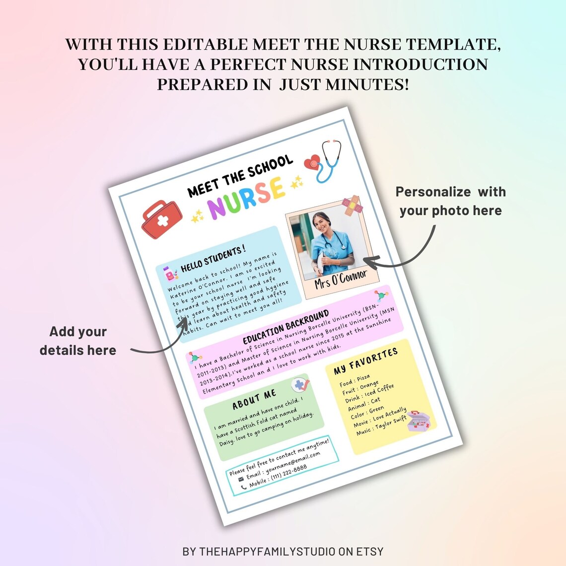 EDITABLE Meet the School Nurse Template Meet Your Teacher - Etsy UK