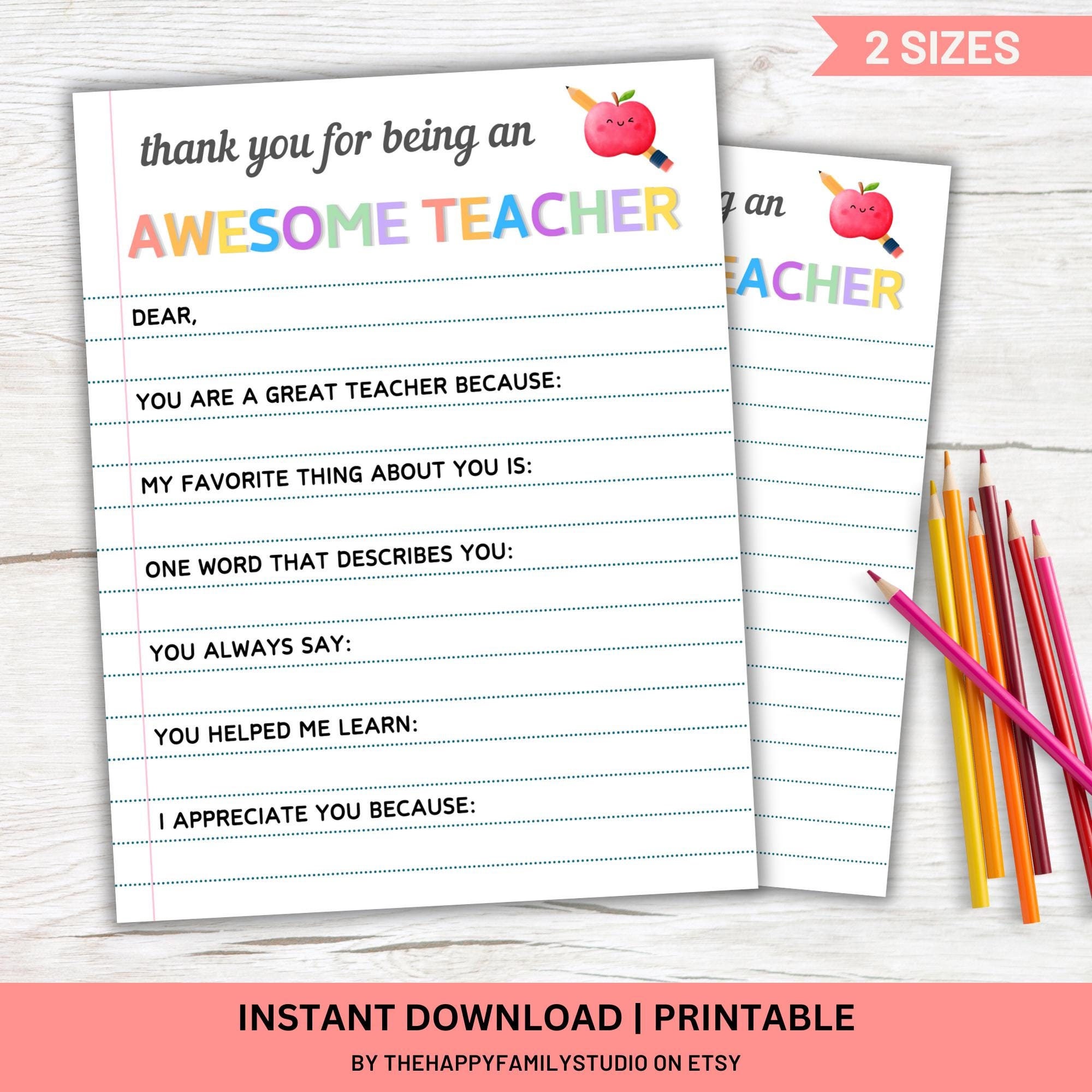 Teacher Appreciation Week Printable, Teacher Appreciation Gift, Thank ...