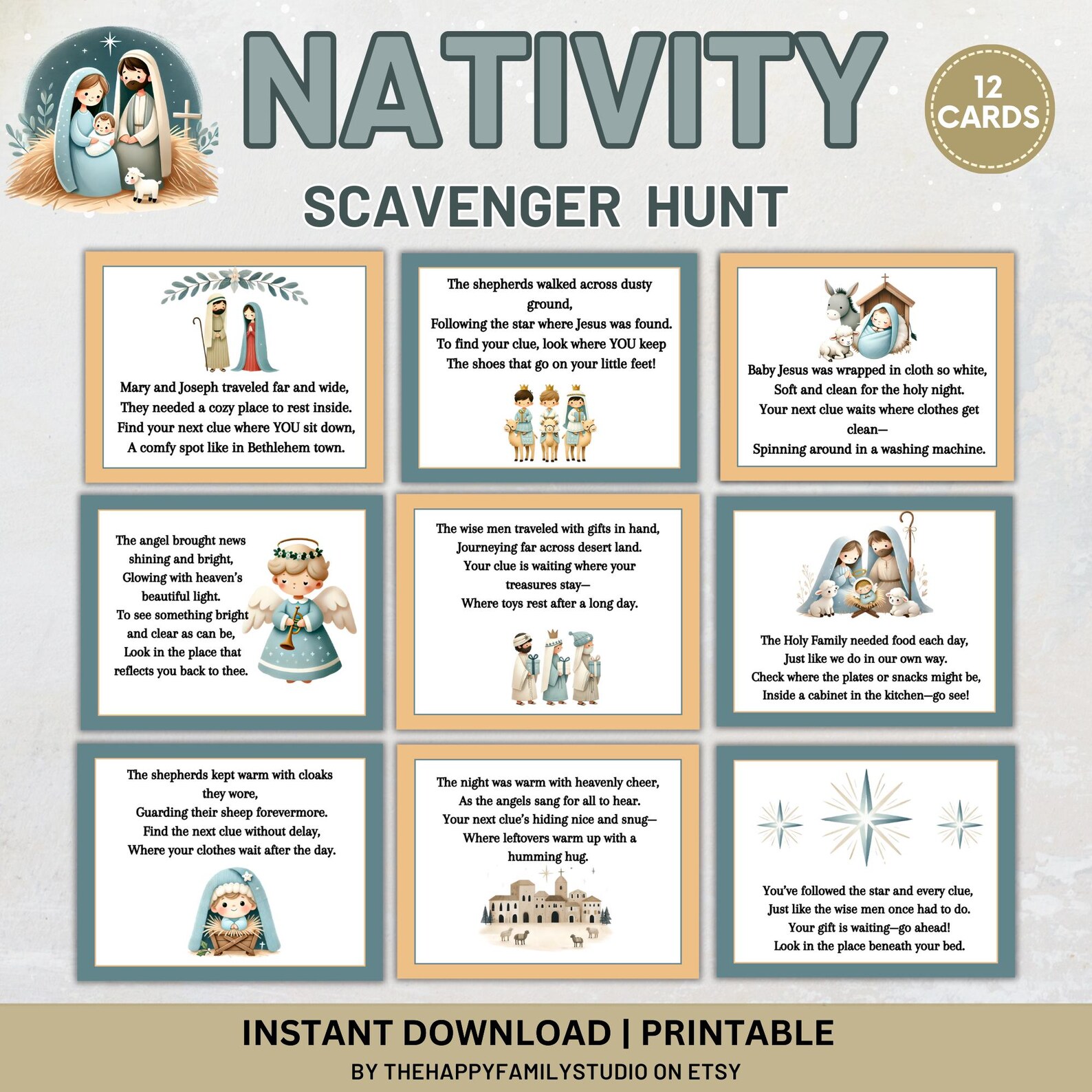 Nativity Treasure Hunt Clues, Nativity Scavenger Hunt, Christmas Story ...