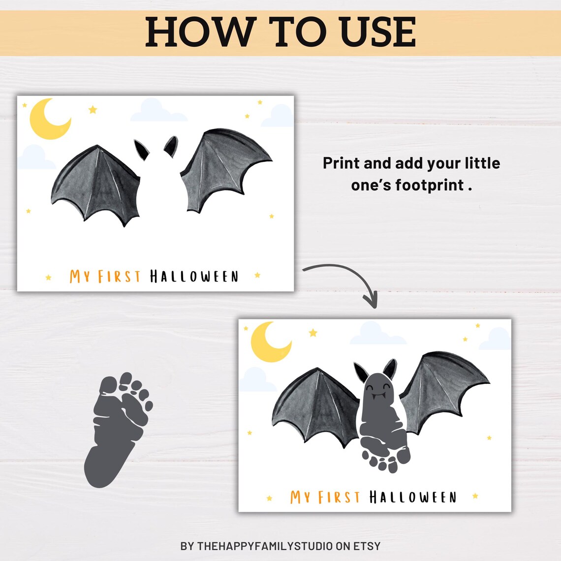 Halloween Handprint Art, Bat Handprint Craft, Halloween Footprint Craft ...
