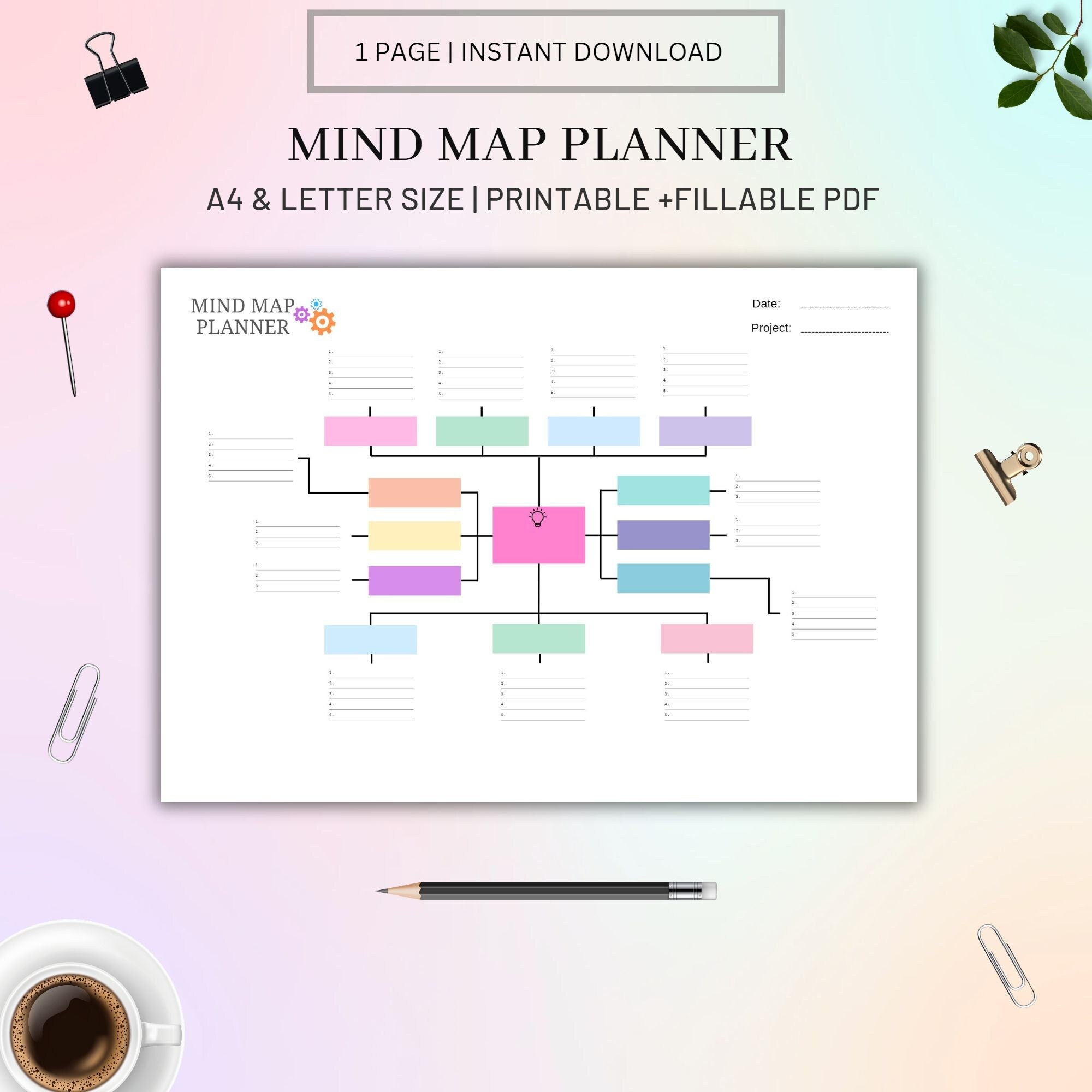 Printable Mind Map Planner Mind Map Template Mind Map - Etsy
